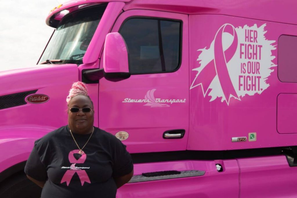 Driver Promotes Breast Cancer Awareness with Pink Truck